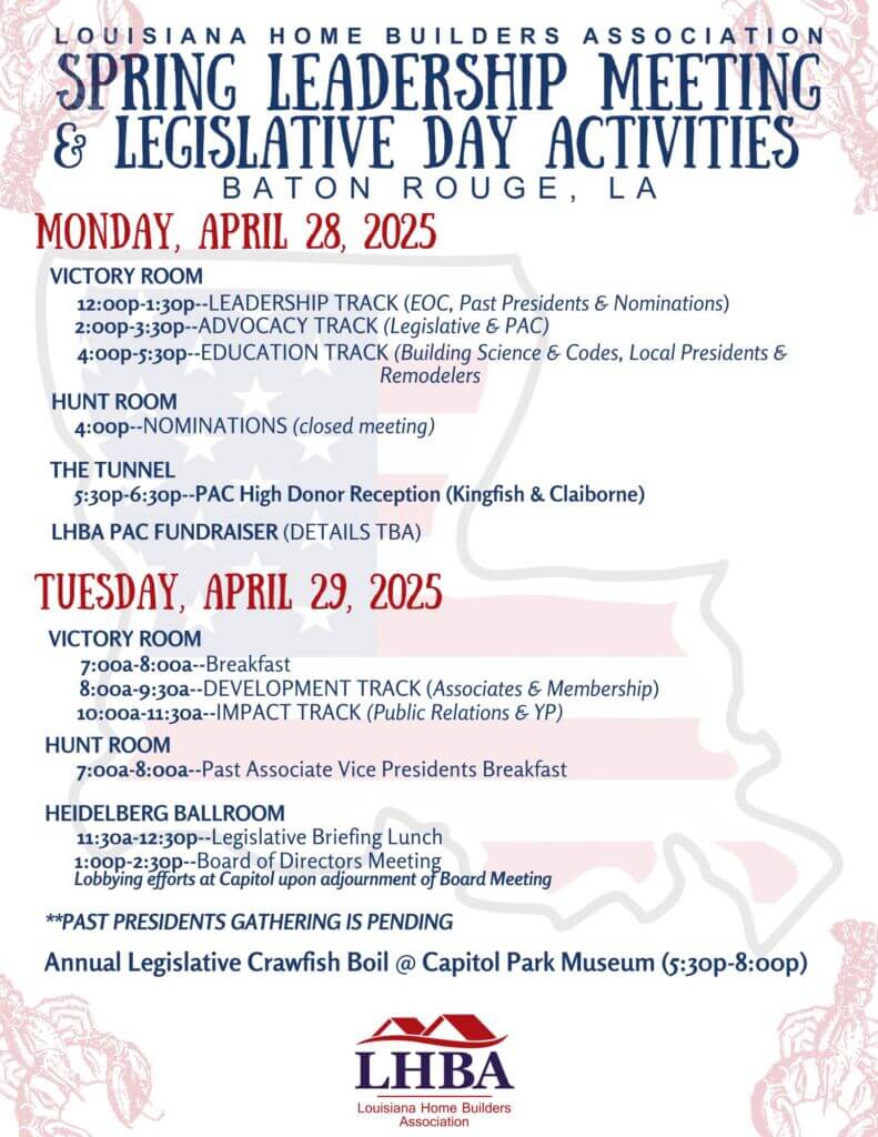 2025 Spring Leadership Meetings - Louisiana Home Builders Association