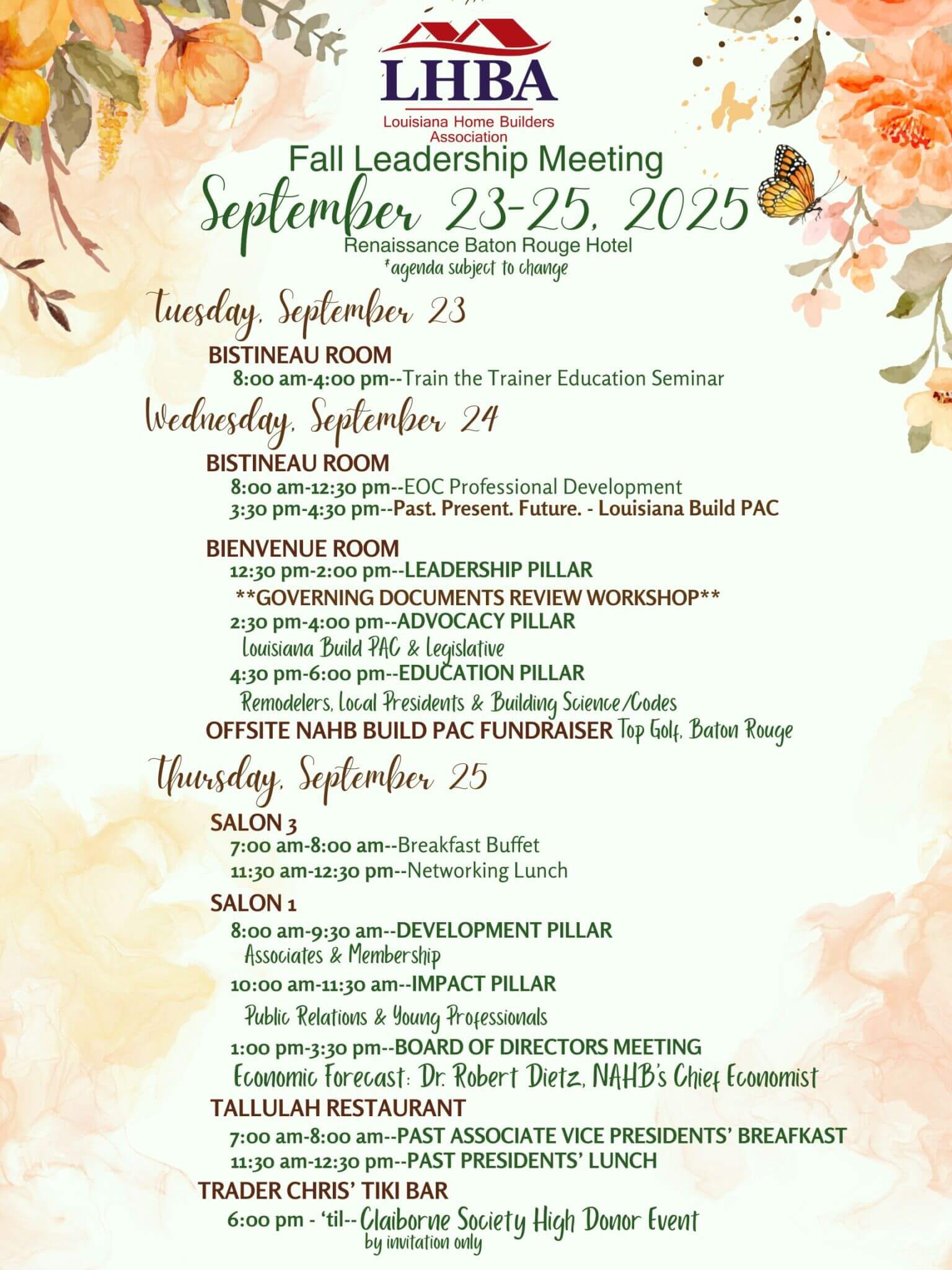 2025 Fall Leadership Meetings - Louisiana Home Builders Association